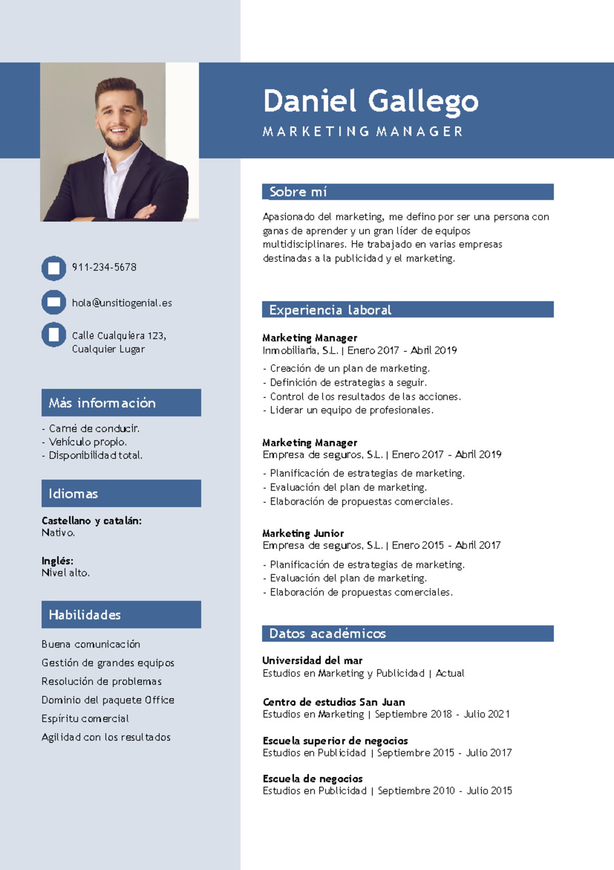 Currículum 2 Daniel Gallego M A R K E T I N G M A N A G E R 911