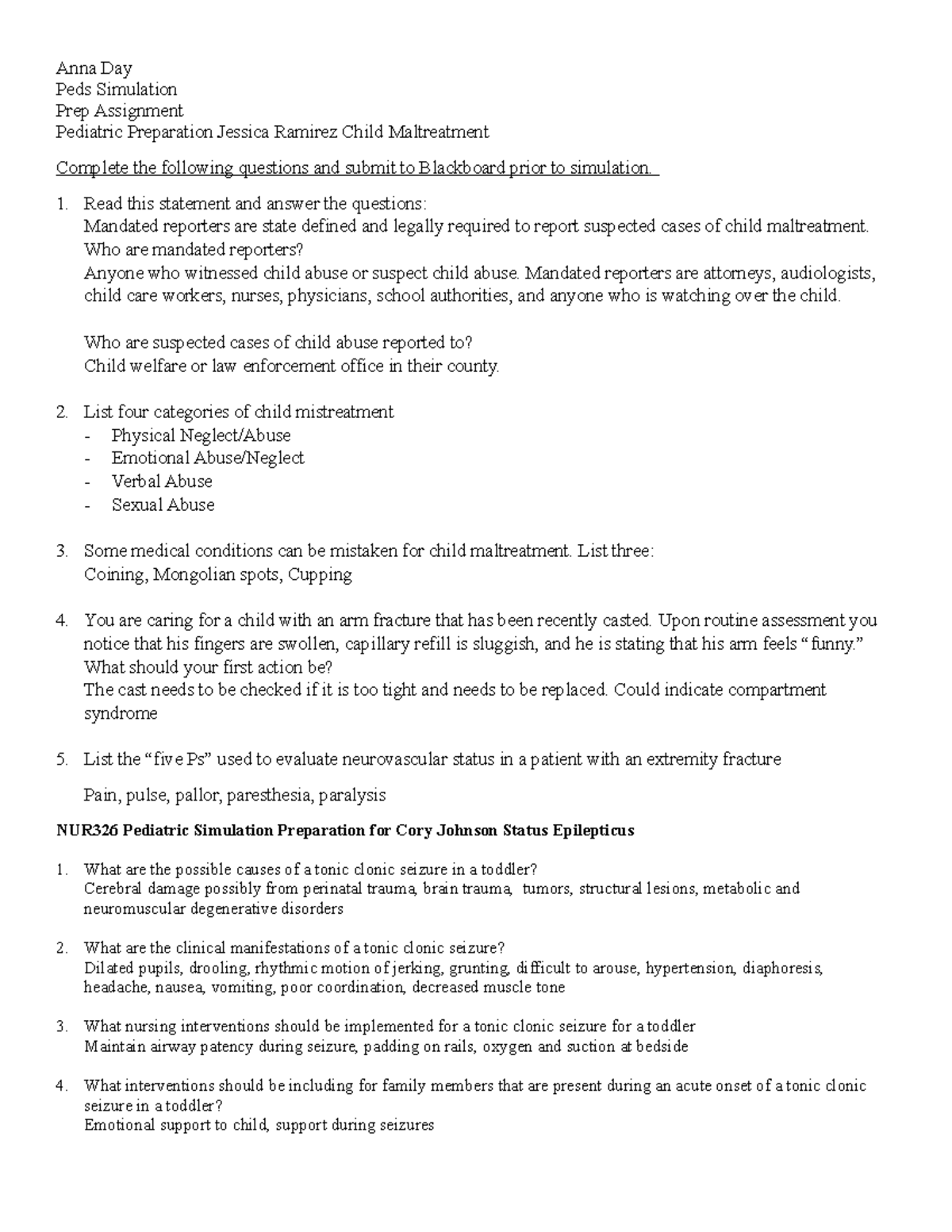 Pediatric Sim Prep #4 - Prep work - Anna Day Peds Simulation Prep ...