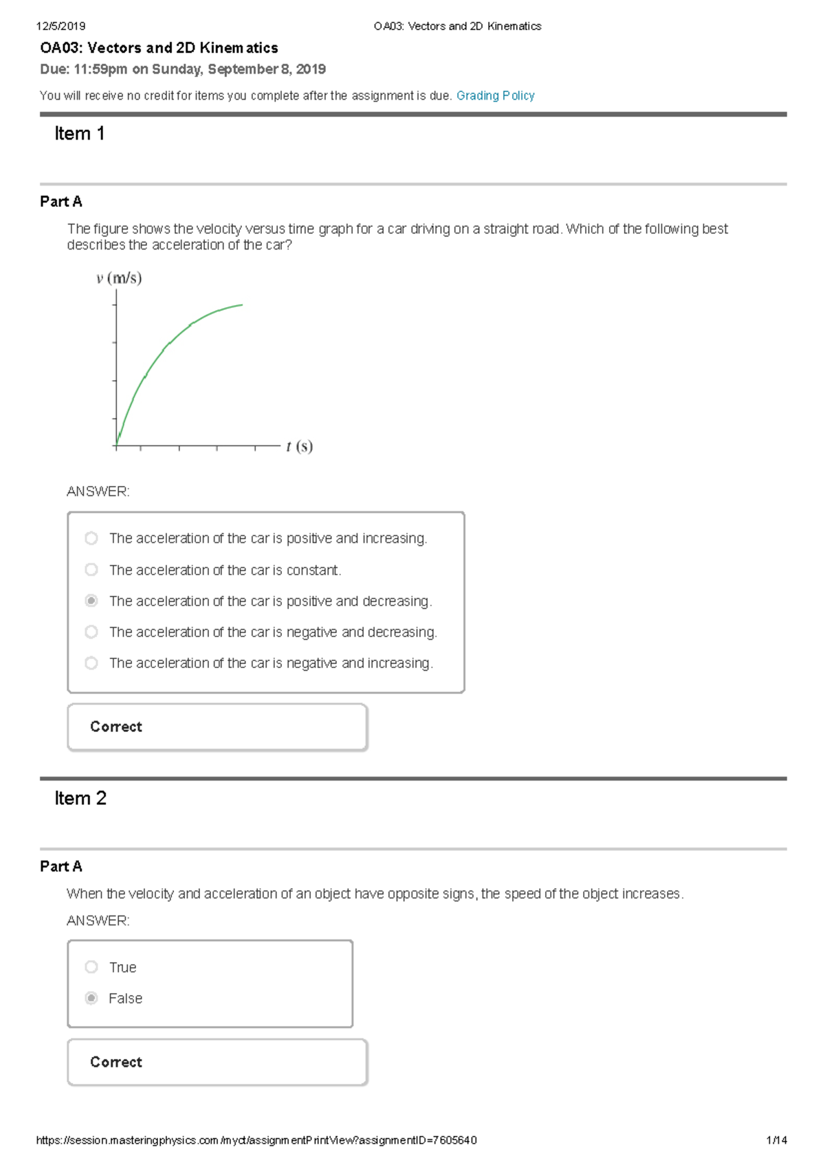 OA03 Vectors and 2D Kinematics - PH1012 - NTU - StuDocu