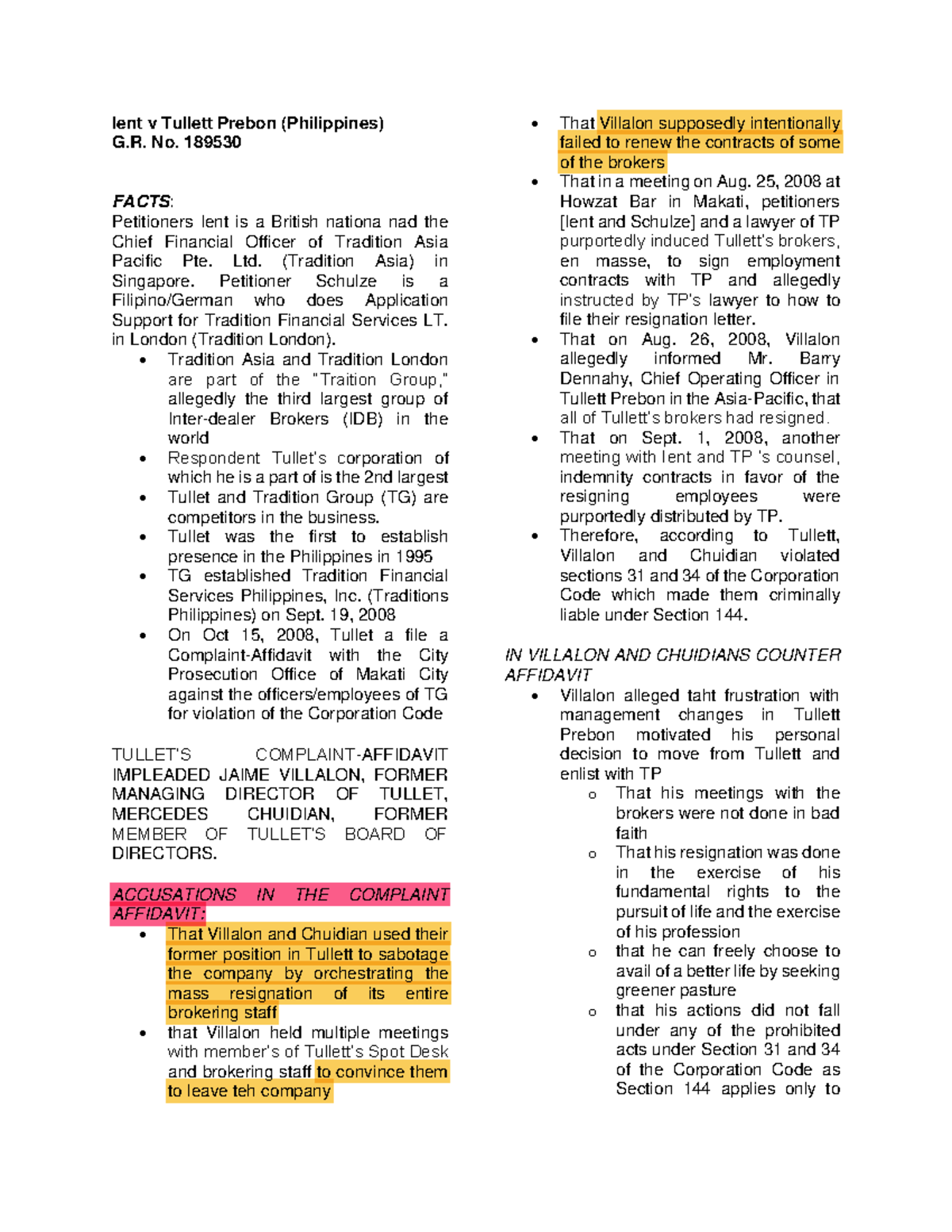 Ient-v-Tullett - lent v tullet notes - Ient v Tullett Prebon ...