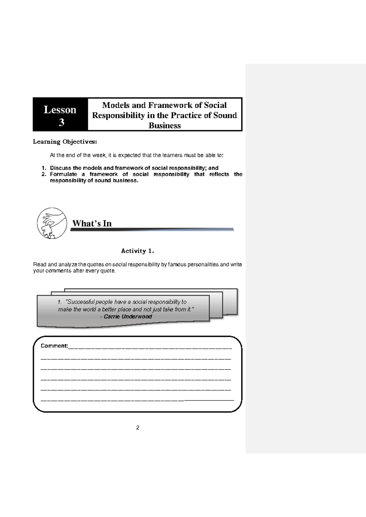 Business-Ethics Q4 -Mod-3-Lesson-3-PDF - Learning Objectives: At the ...
