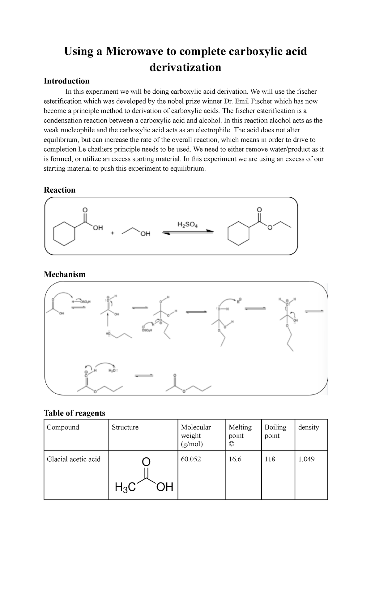 Experiment 5 - amide synthesis - Using a Microwave to complete ...