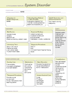 Sys Dis - system disorder - ACTIVE LEARNING TEMPLATES THERAPEUTIC ...