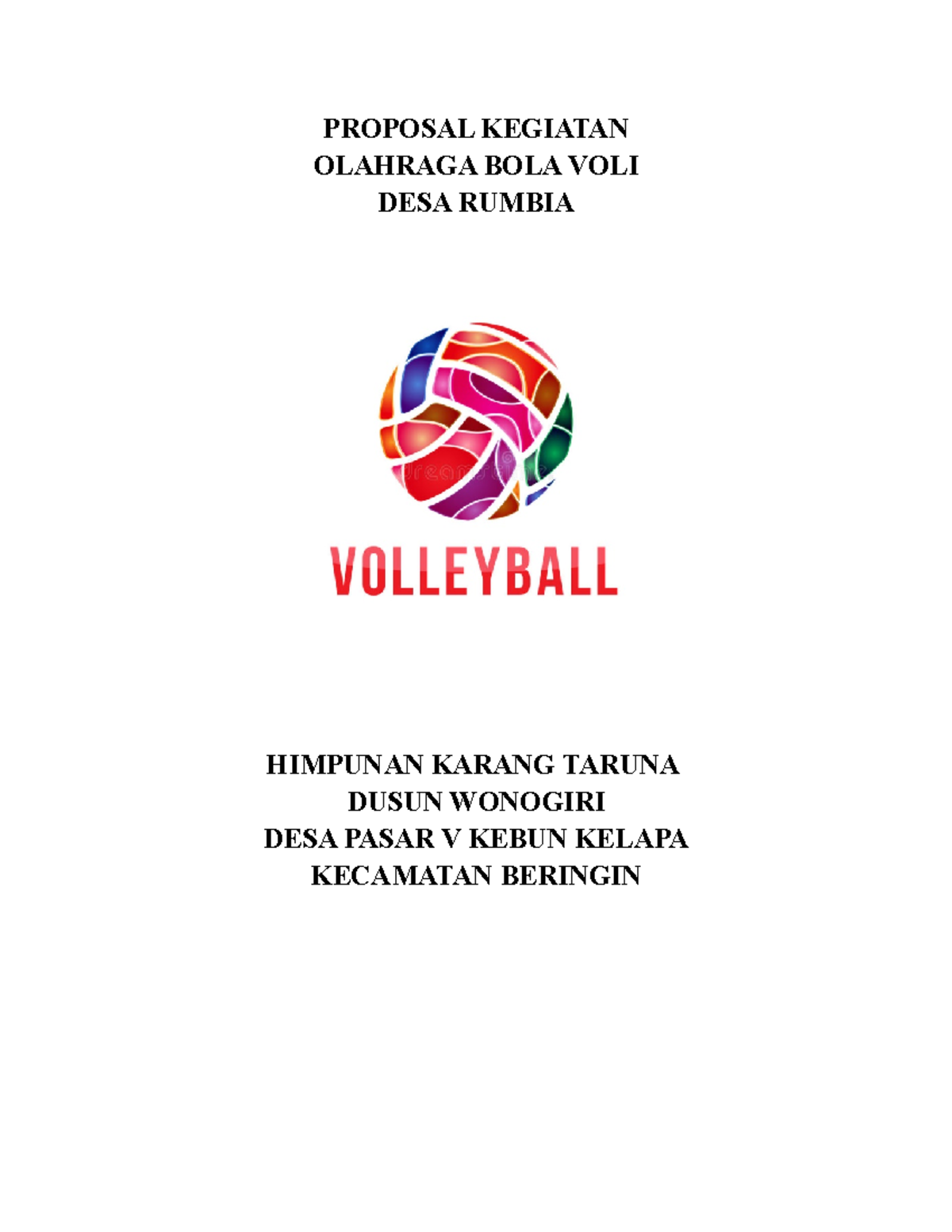Proposal Voli - this is - PROPOSAL KEGIATAN OLAHRAGA BOLA VOLI DESA RUMBIA HIMPUNAN KARANG ...