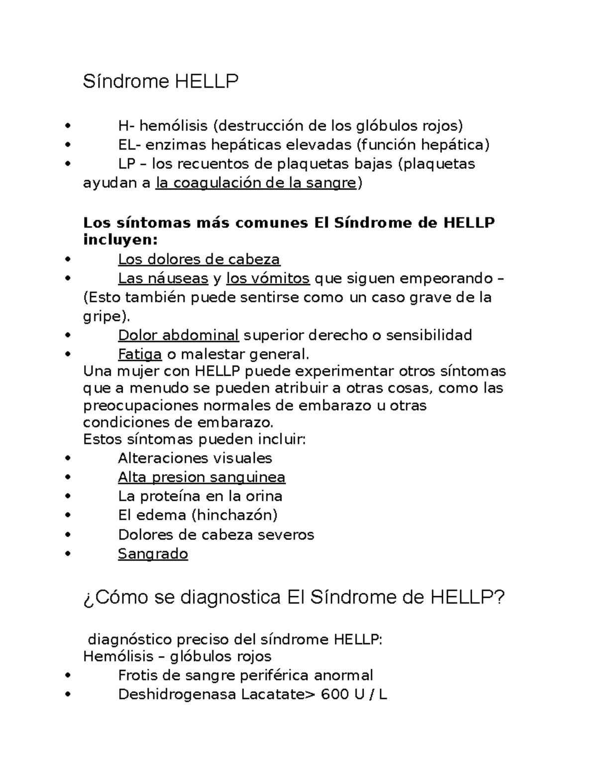Síndrome Hellp - breve y simple información - Síndrome HELLP H ...