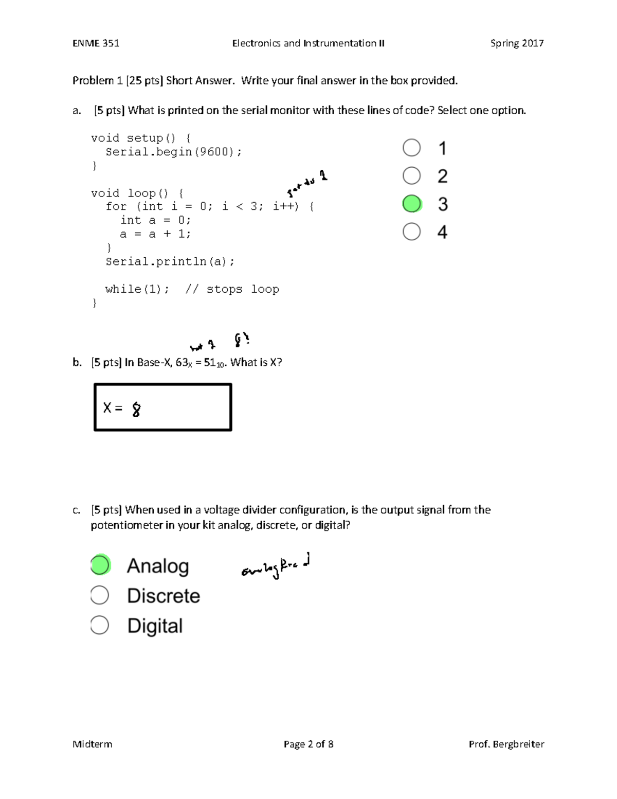 Practice Exams - ENME 351 Electronics and Instrumentation II Spring ...