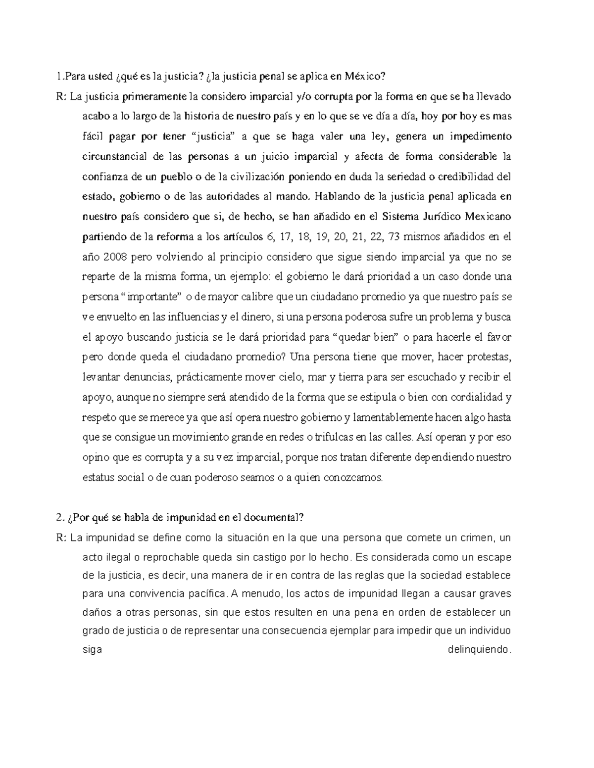 Actividad Duda Razonable - 1 usted ¿qué es la justicia? ¿la justicia ...
