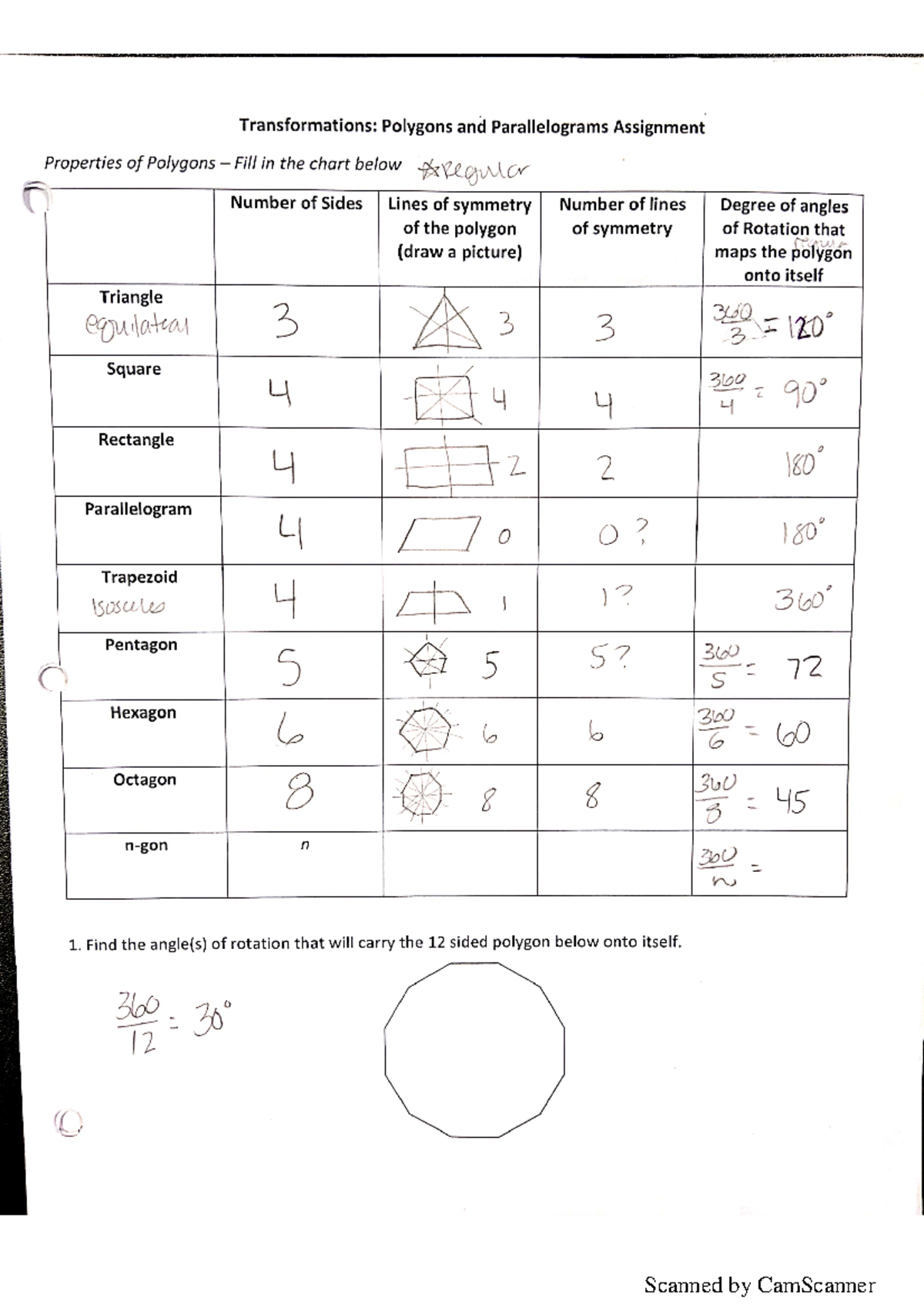 Polygons Solutions - MATH 151S - Scanned by CamScanner Scanned by ...