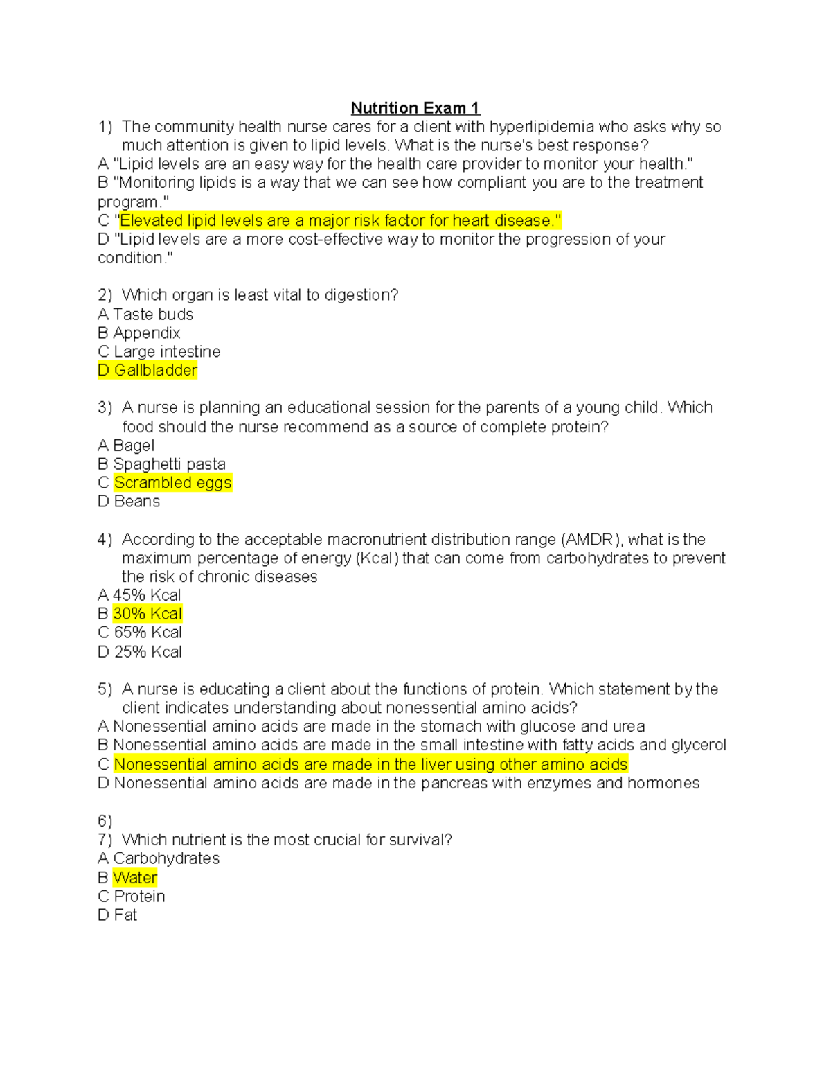 Nutrition Exam 1 - Helpful information for Exam 1 - Nutrition Exam 1 ...