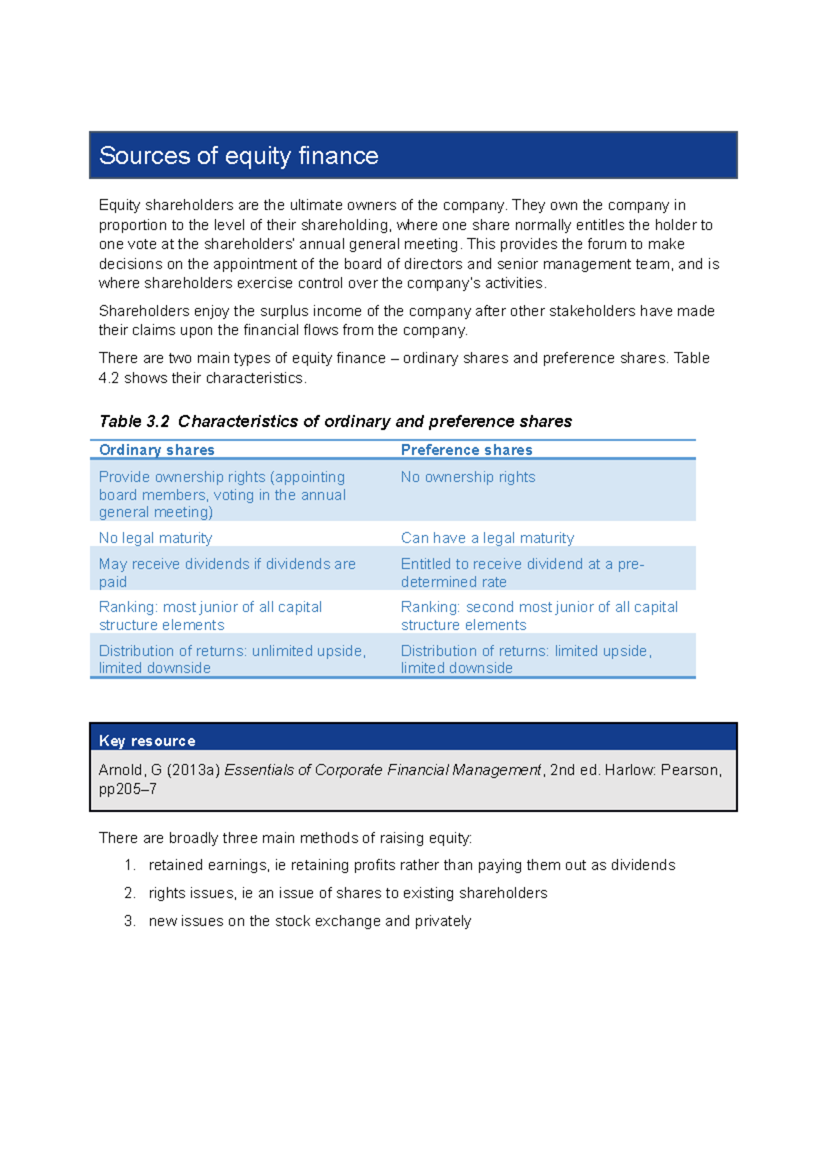 Sources of equity finance - Sources of equity finance Equity ...