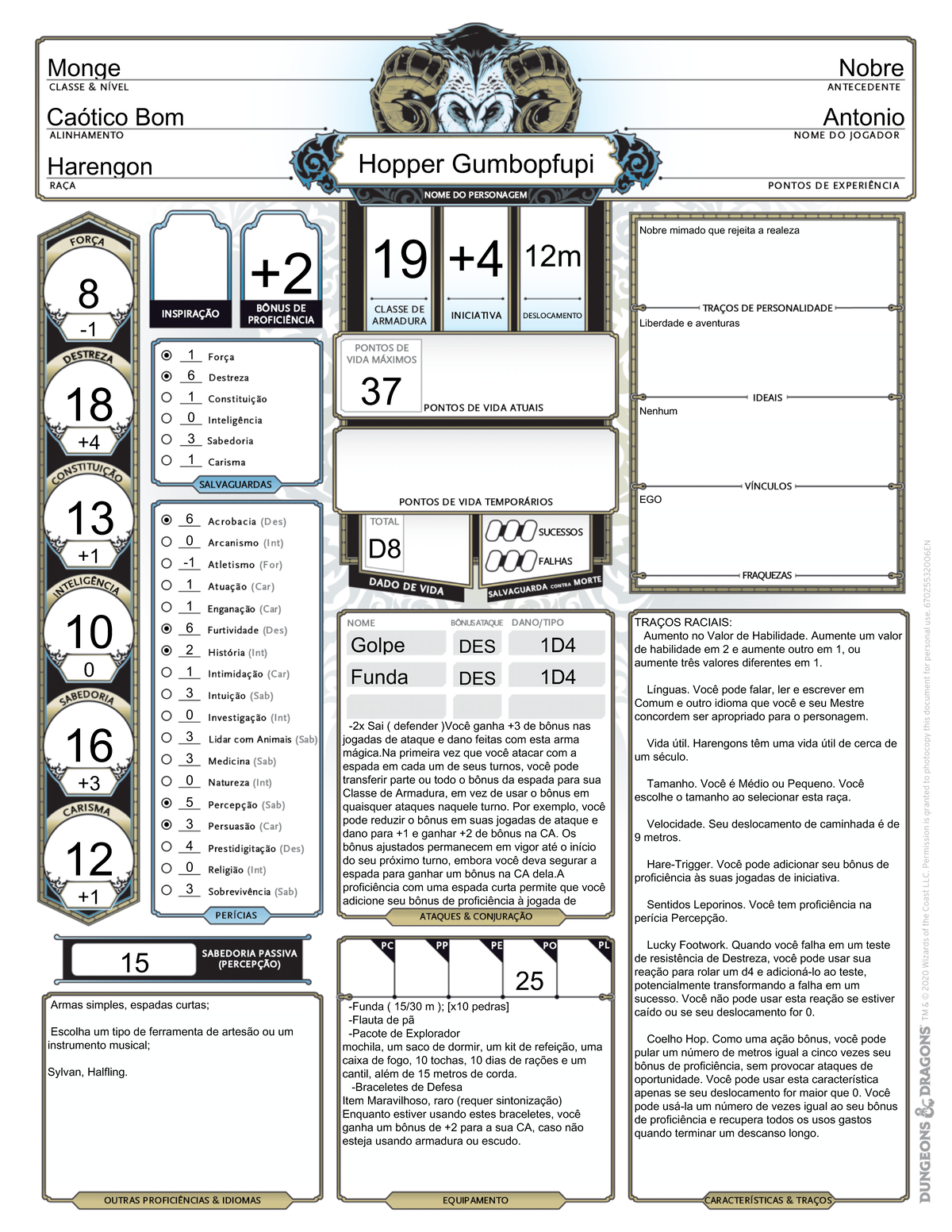 Dnd 5e harengon Hopper Gumbopfupi - Geografia - Studocu