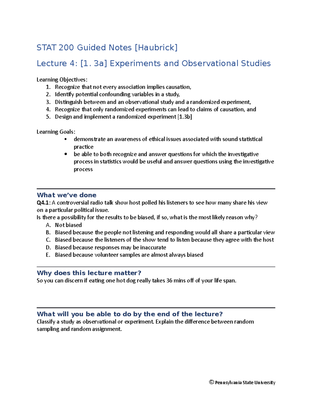 Lecture 4 guided notes - STAT 200 Guided Notes [Haubrick] Lecture 4: [1 ...