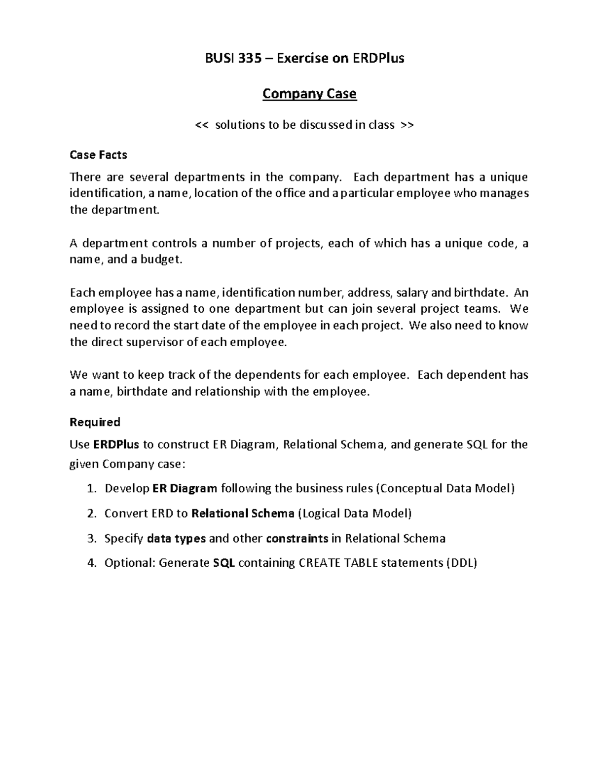 BUSI335 ERDPlus Exercise Company - BUSI 335 – Exercise on ERDPlus ...