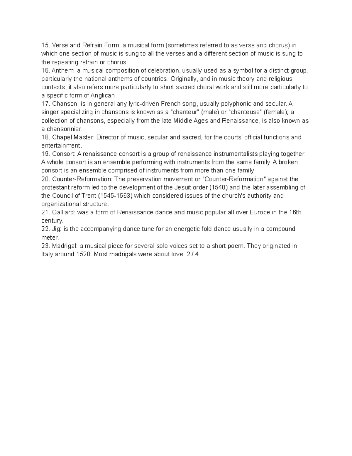 Unit 2 pt 2 m usic - Vocabulary - Verse and Refrain Form: a musical ...