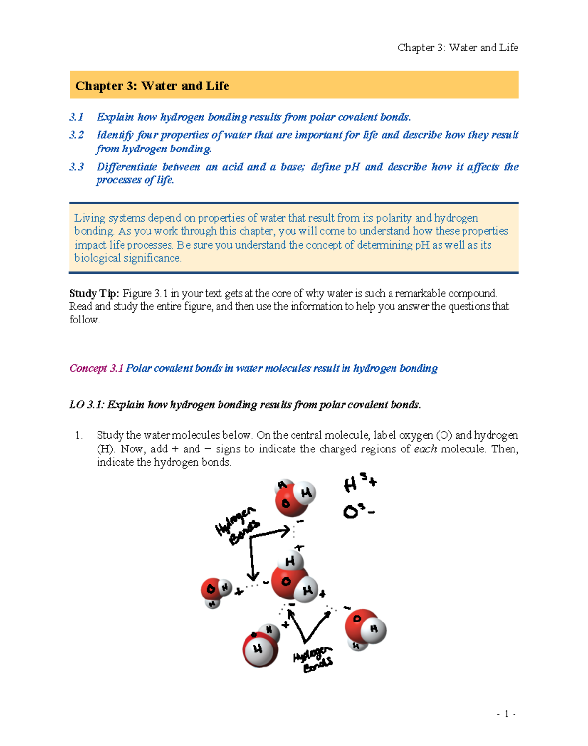 Active+Reading+Notes 03 Short - 1 - Chapter 3: Water and Life 3 Explain ...