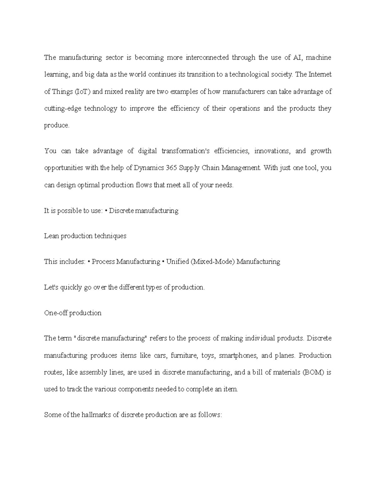 D365 in MAnufacturing - The manufacturing sector is becoming more ...