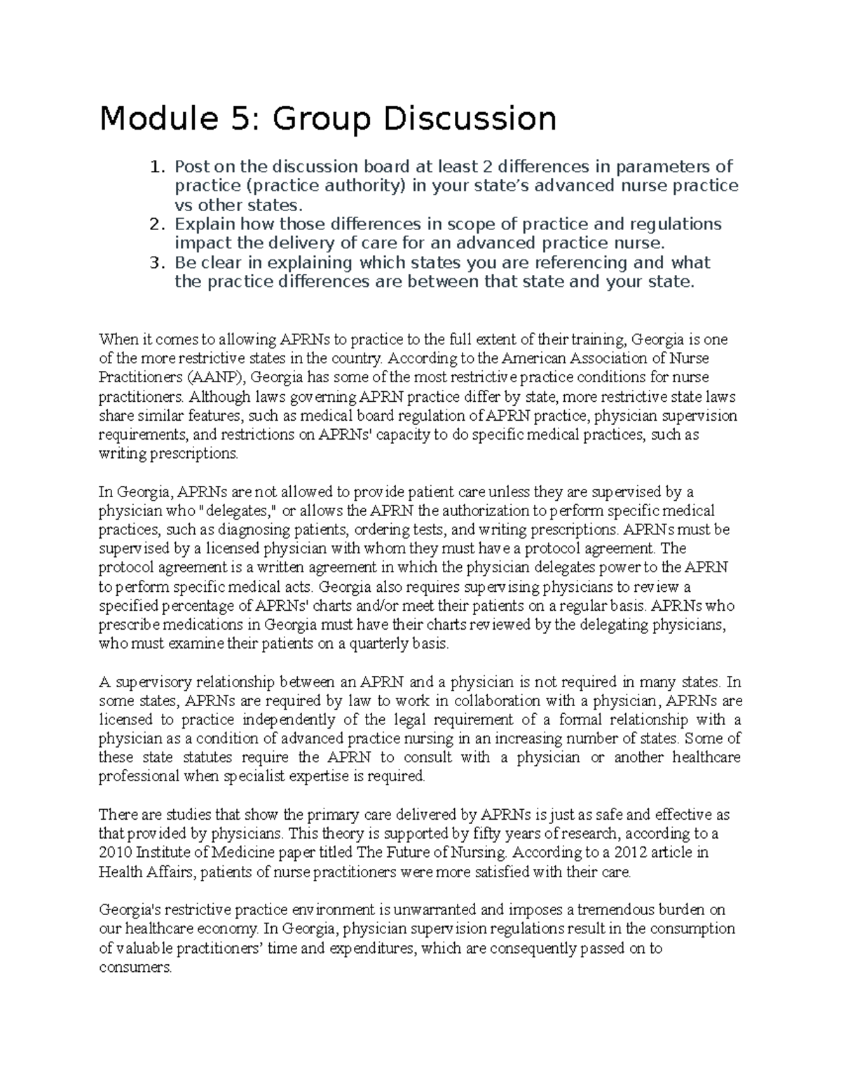 Module 5 DB- NGR6891 - Discussion Board - HSA 4150 - Florida A&M ...