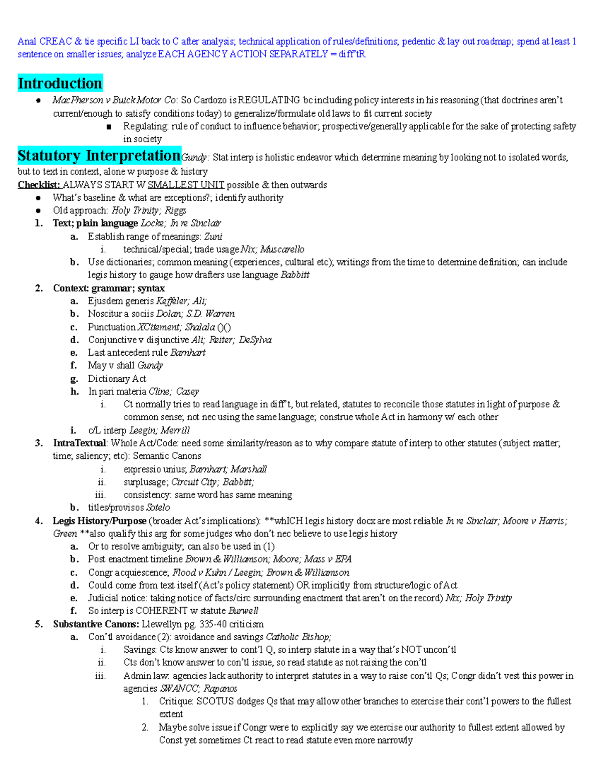Administrative Law Attack - sentence on smaller issues; analyze EACH ...