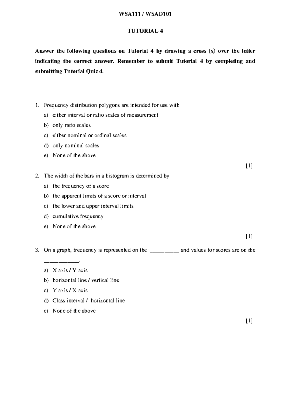 WSA111 WSAD101 Tutorial 4 (2024) - WSA111 / WSAD TUTORIAL 4 Answer the ...