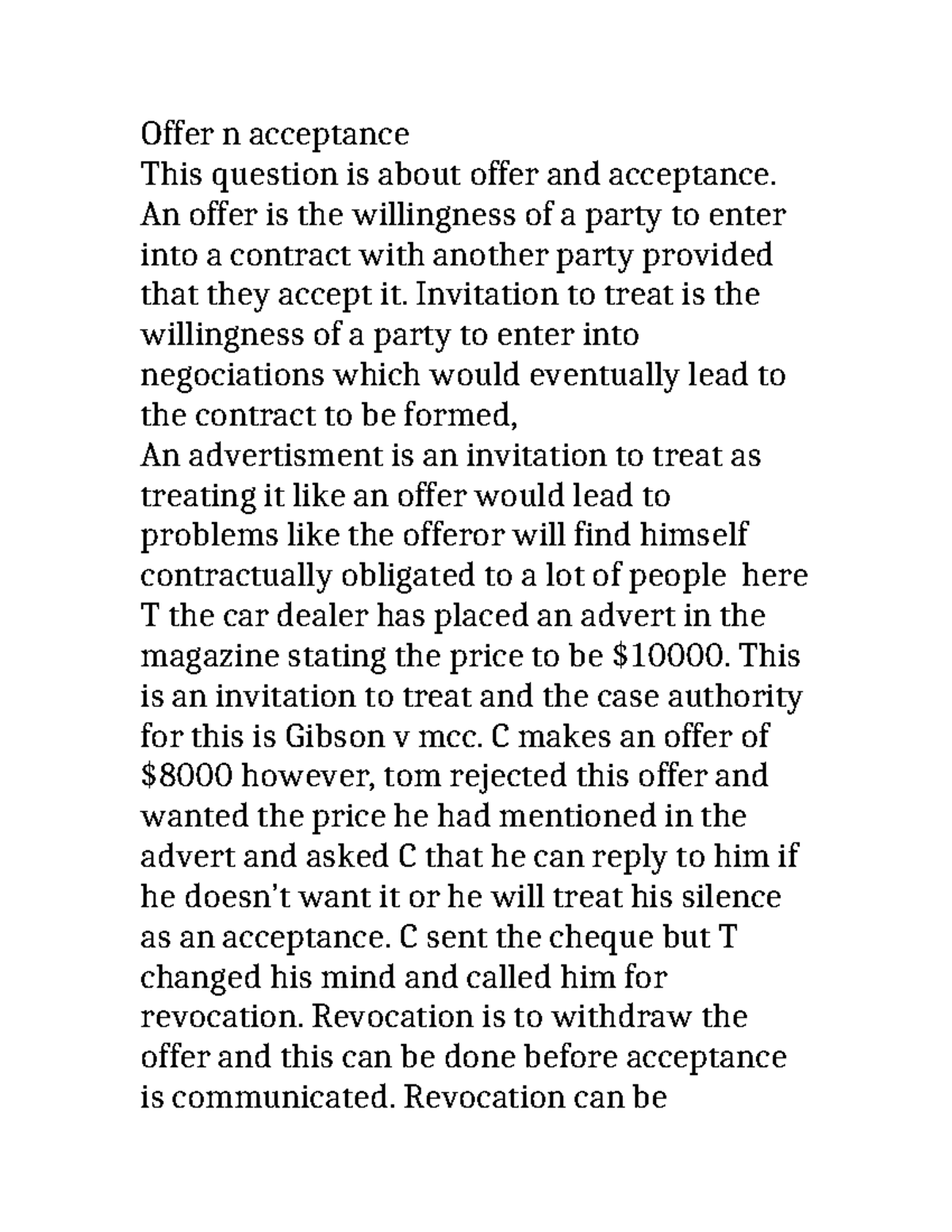 Offer n acceptance q - Offer n acceptance This question is about offer ...