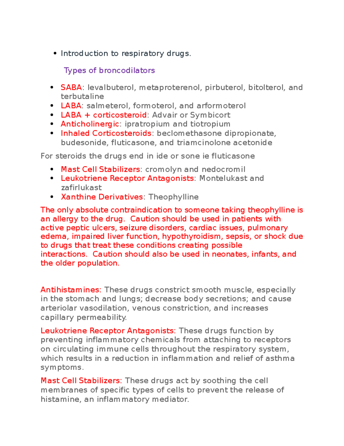 Respiratory Drugs 2 - nr224 - Introduction to respiratory drugs. Types ...
