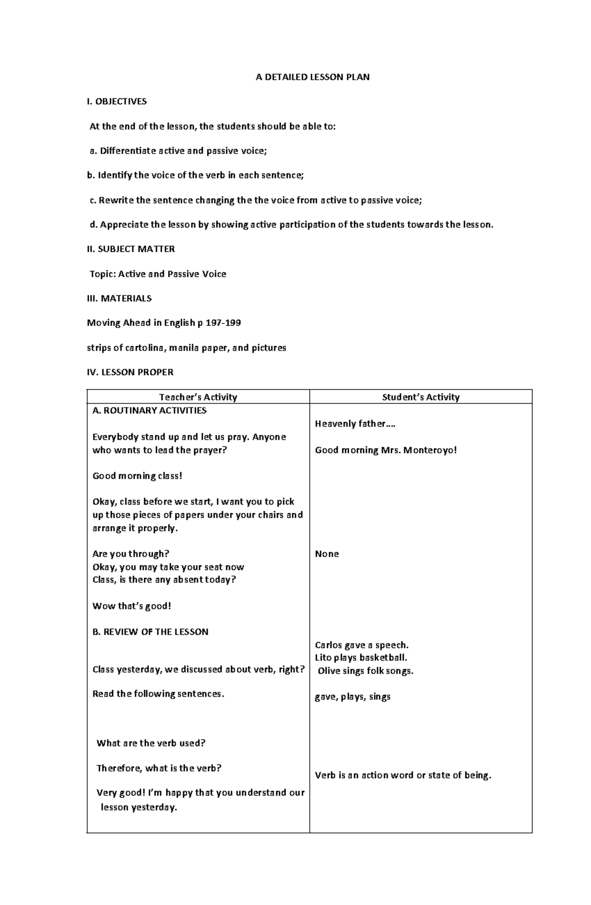 495950315 A Detailed Lesson PLAN in Active and Passive Voice - A ...