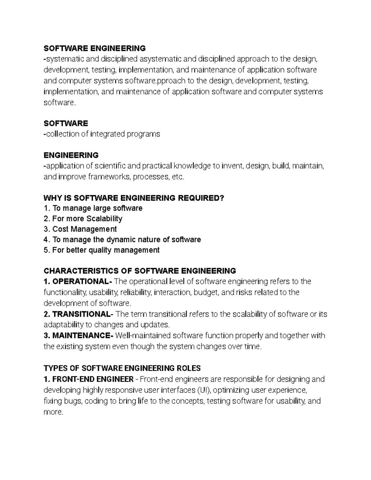 Software Engineering - Teacher: Dulcy Amor Jumawan - SOFTWARE ...