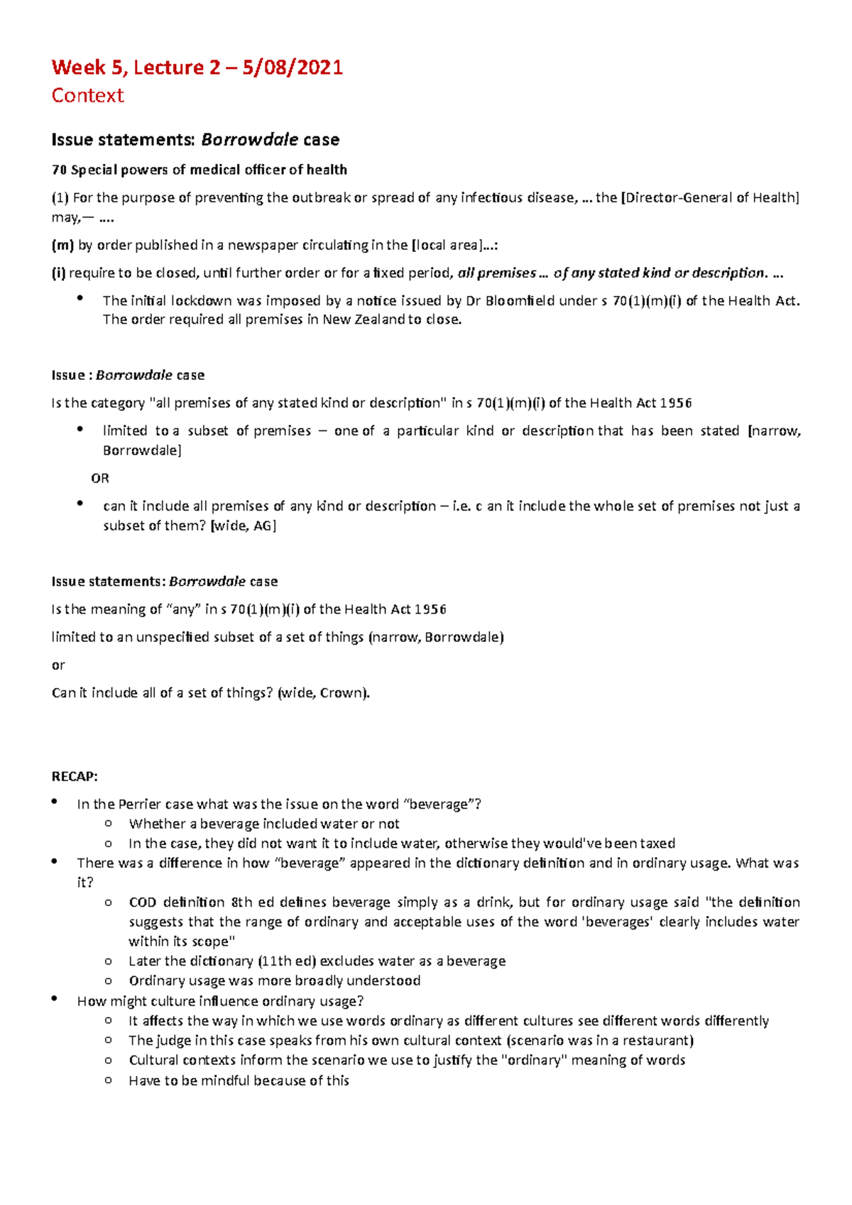 LAWS123 Week 5 Lecture 2 on Context - Week 5, Lecture 2 – 5/08/ Context Issue statements ...