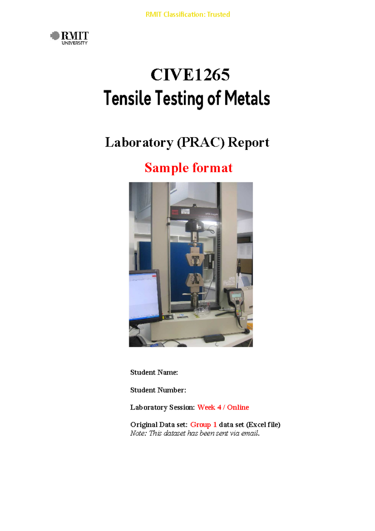CIVE 1265 - Sample Laboratory (PRAC) Report - Sample format CIVE ...