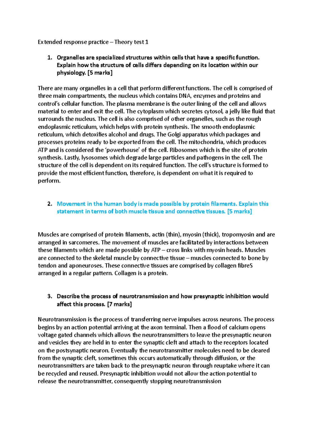 Extended response practice - Explain how the structure of cells differs ...