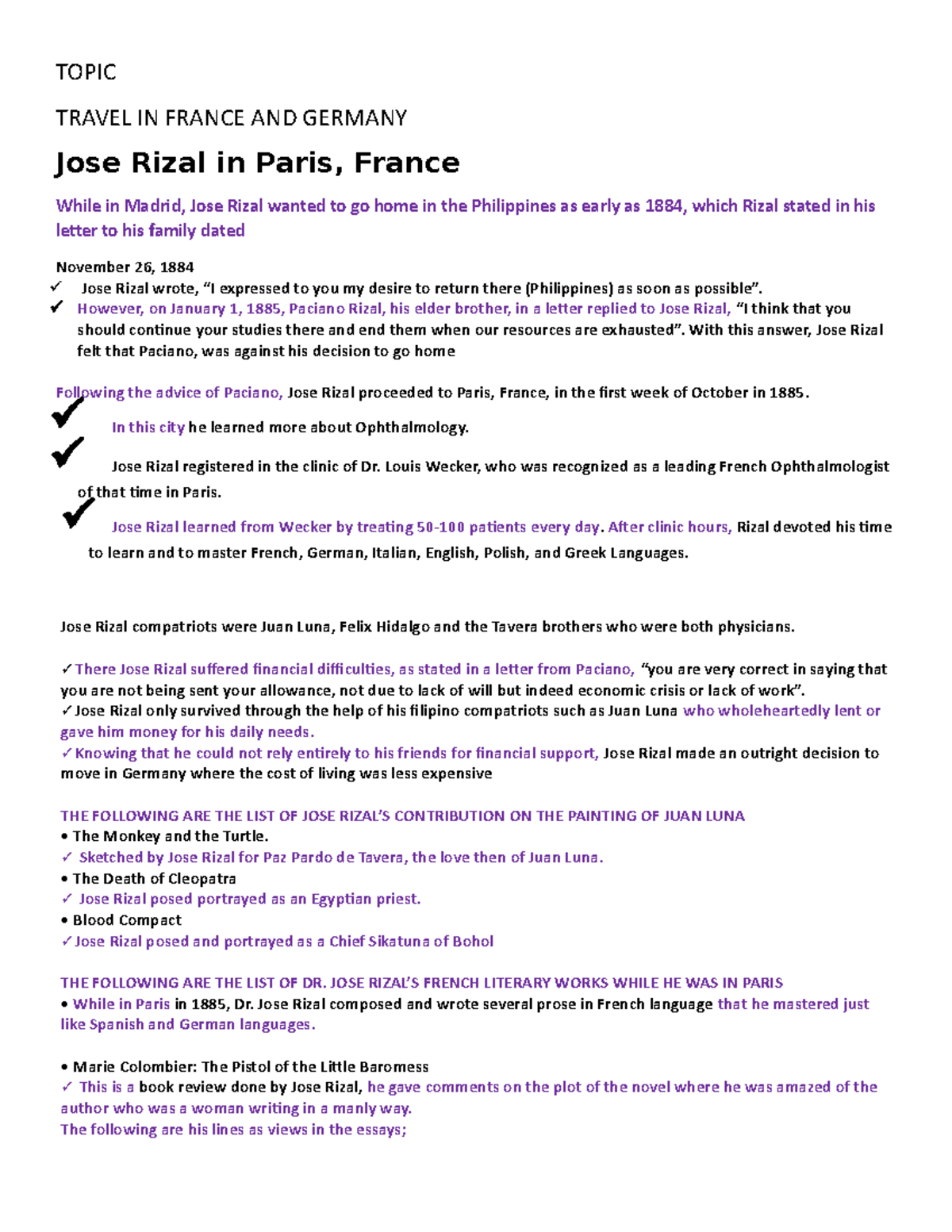 Rizal In France And Germany