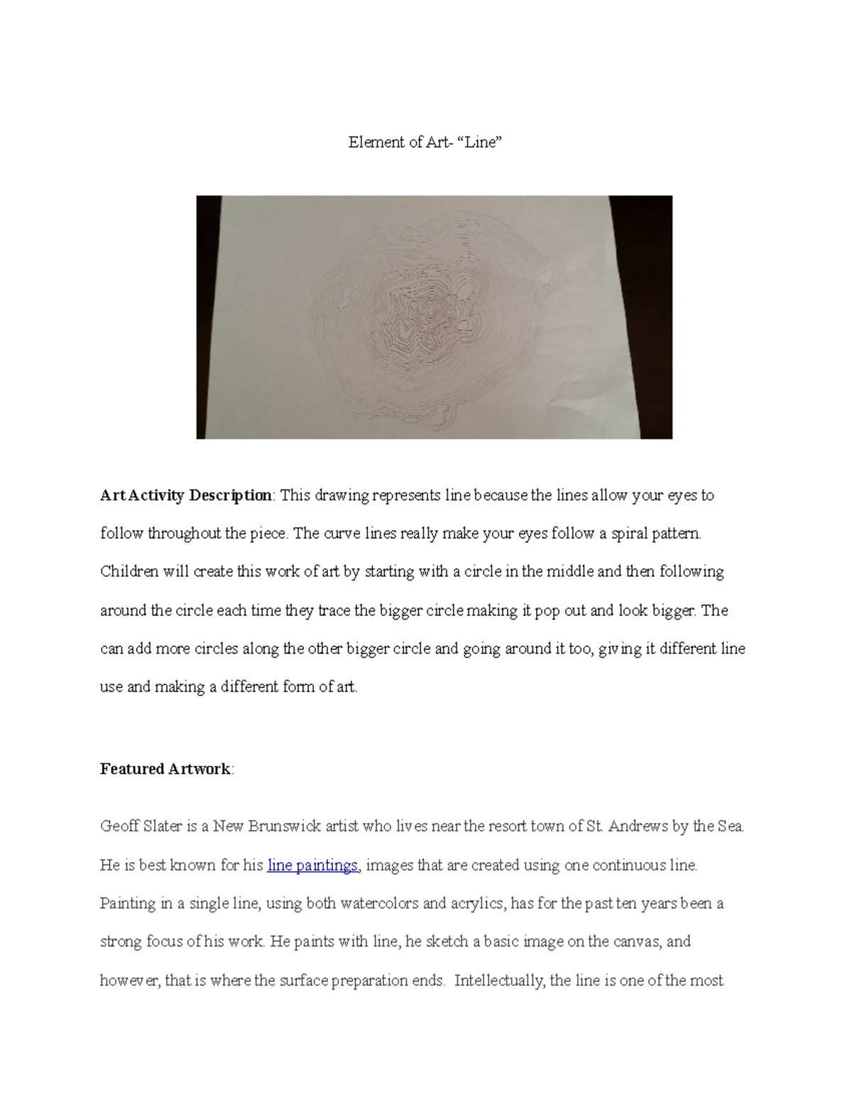 Element of Line - Element of Art- “Line” Art Activity Description ...