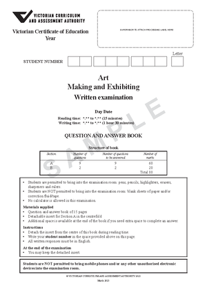 Vce studio arts units 3 4 exam revision cards - VCE STUDIO ARTS UNITS 3 & 4 EXAM REVISION CARDS ...