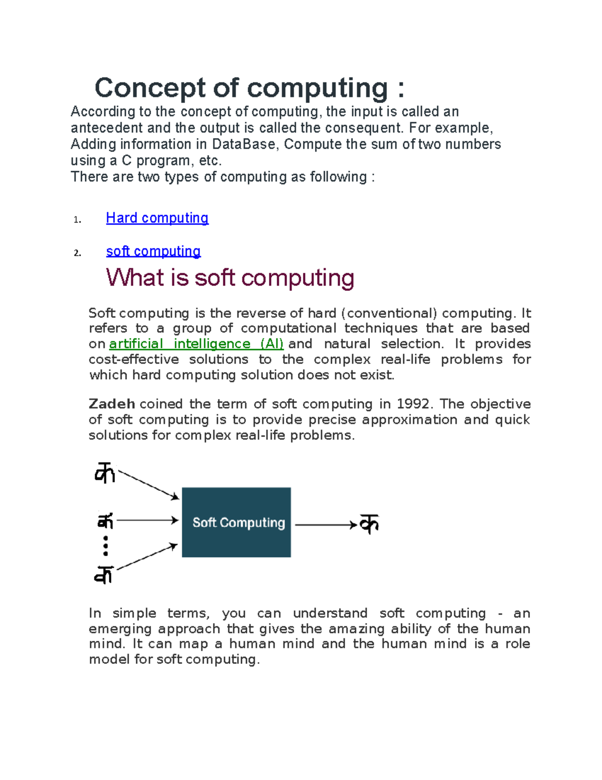 Soft computing (MCA) - file - Concept of computing : According to the ...