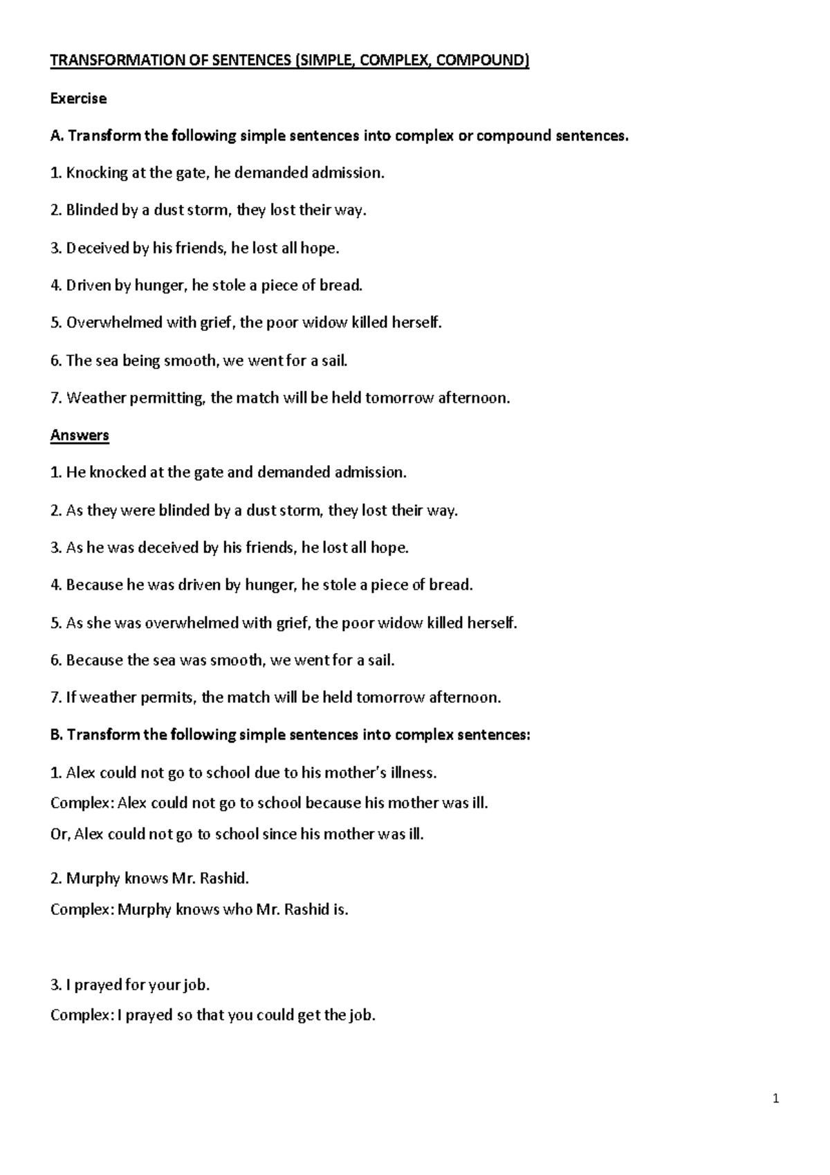 20210214 Transformation of Sentences - TRANSFORMATION OF SENTENCES ...