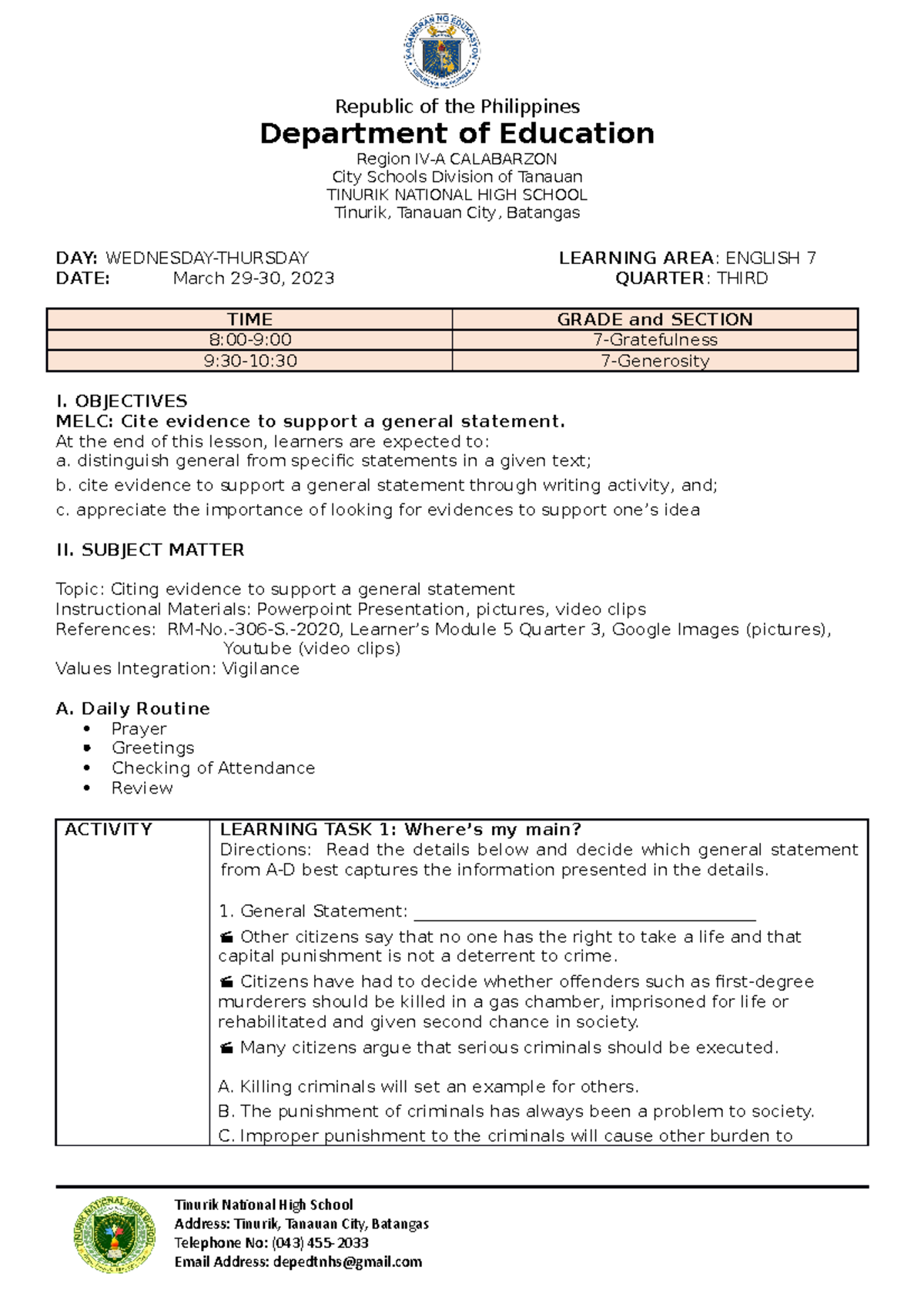 Cite Evidences - Department of Education Region IV-A CALABARZON City ...