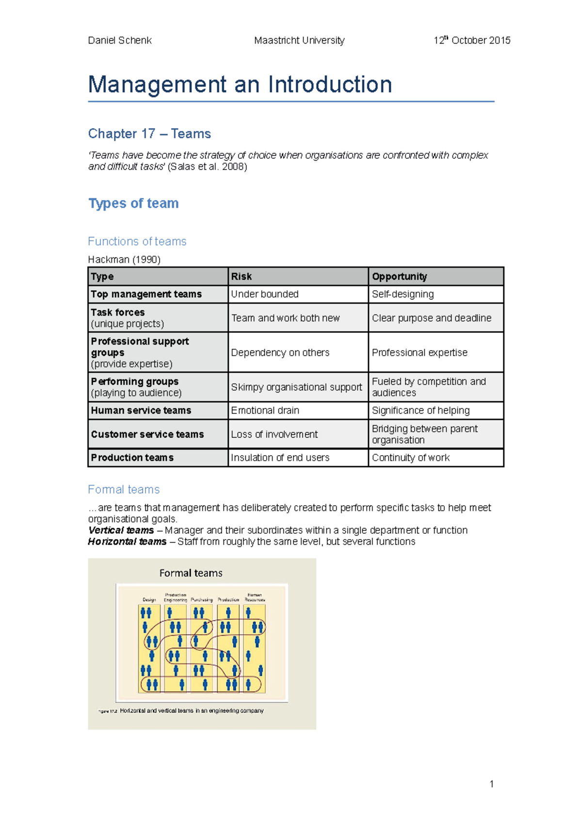 Management Chapter 17 - Management an Introduction Chapter 17 – Teams ‘Teams have become the ...