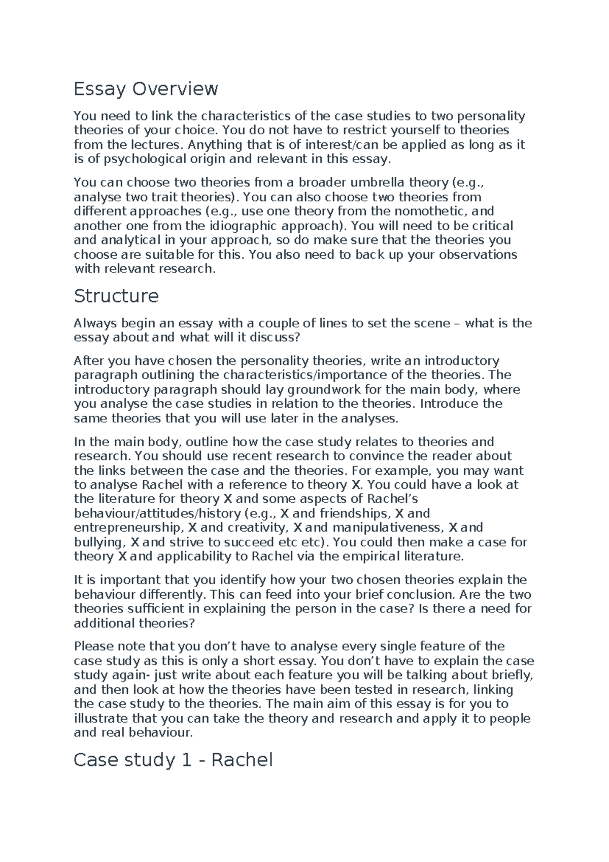 Personality traits essay 1210523 - Essay Overview You need to link the ...