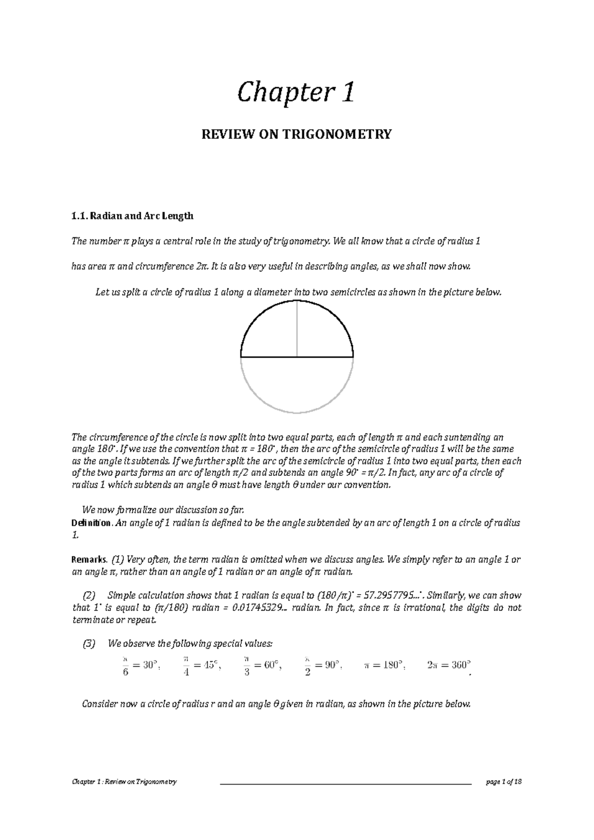 Chapter 1 - First-year math in-class notes. - Chapter 1 REVIEW ON ...