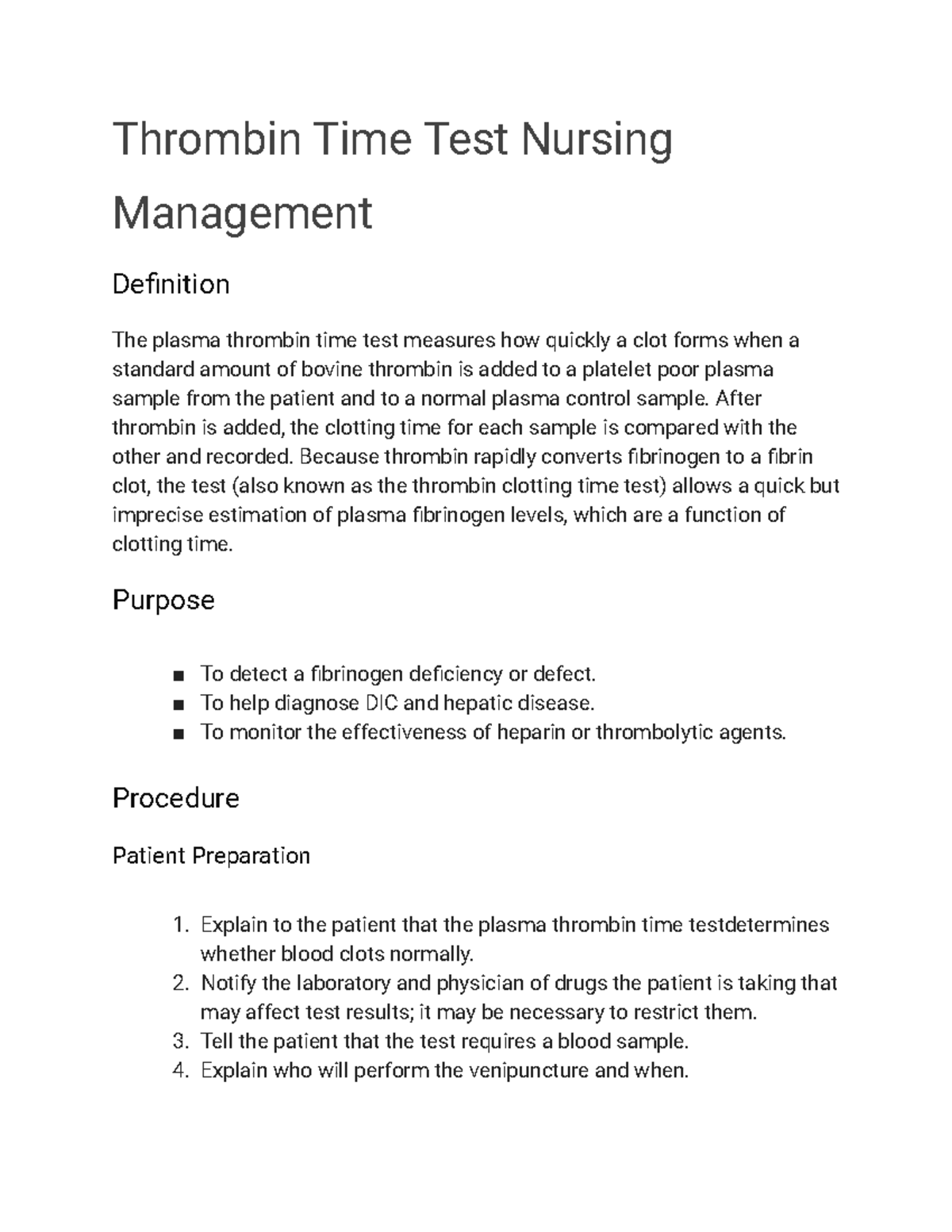 Thrombin Time Test Nursing Management - Thrombin Time Test Nursing ...