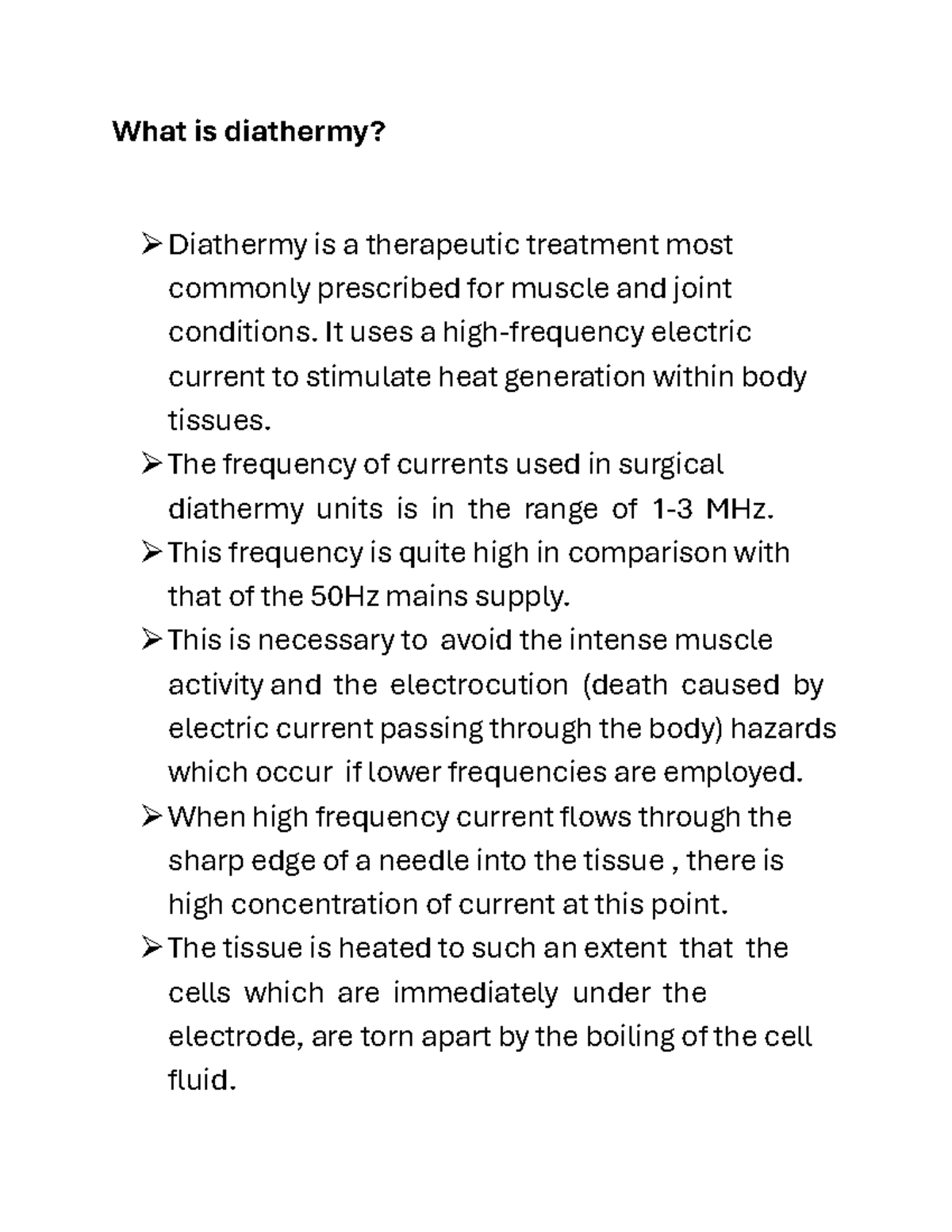 Diathermy - It uses a high-frequency electric current to stimulate heat ...