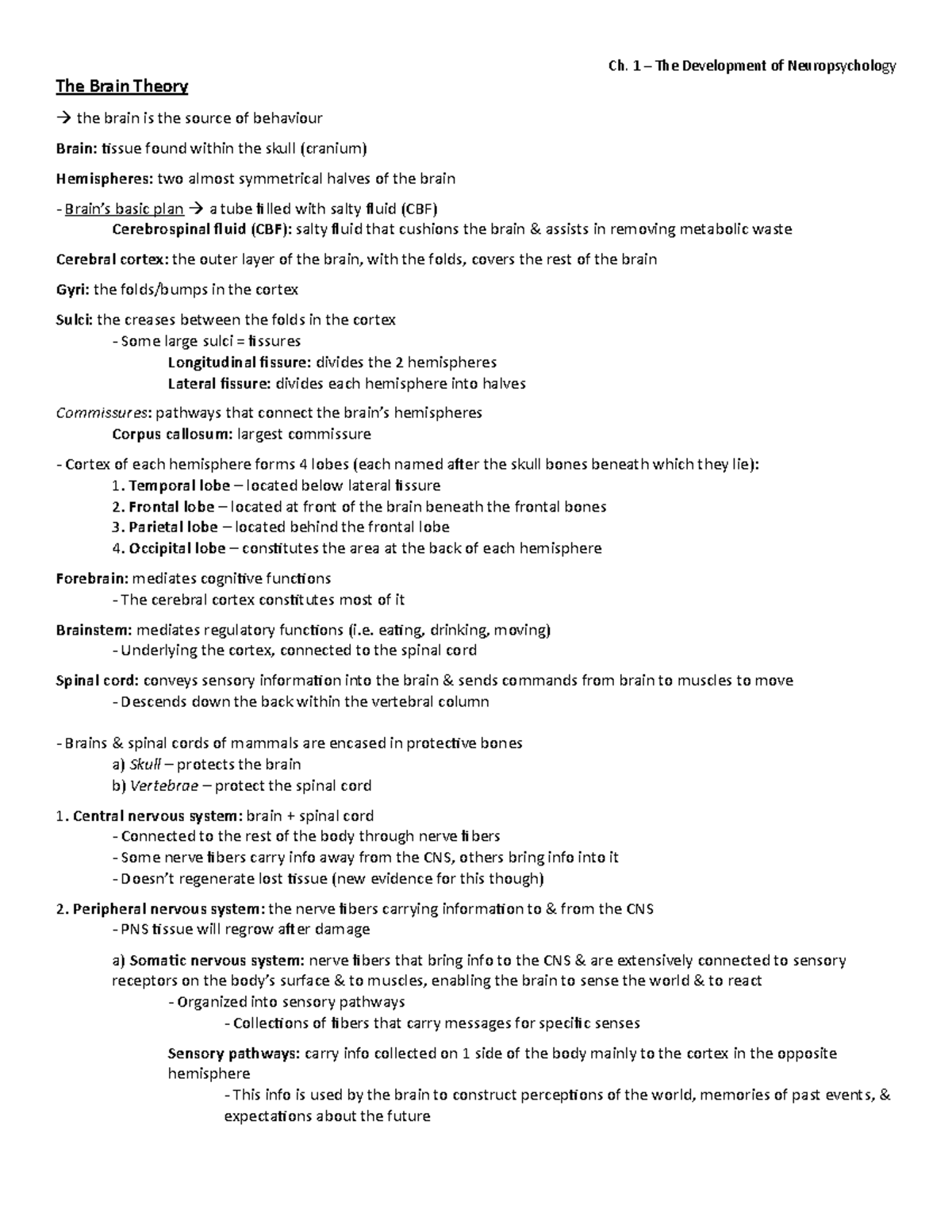 The Brain Theory & Neuron Theory - Ch. 1 – The Development of ...