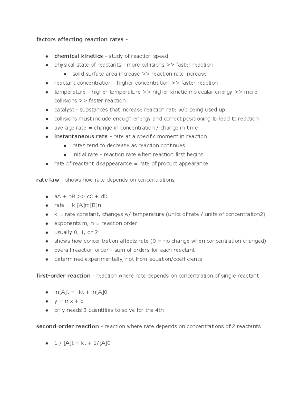 Unit 5 The Relationship between Reaction Rate and Reactant ...