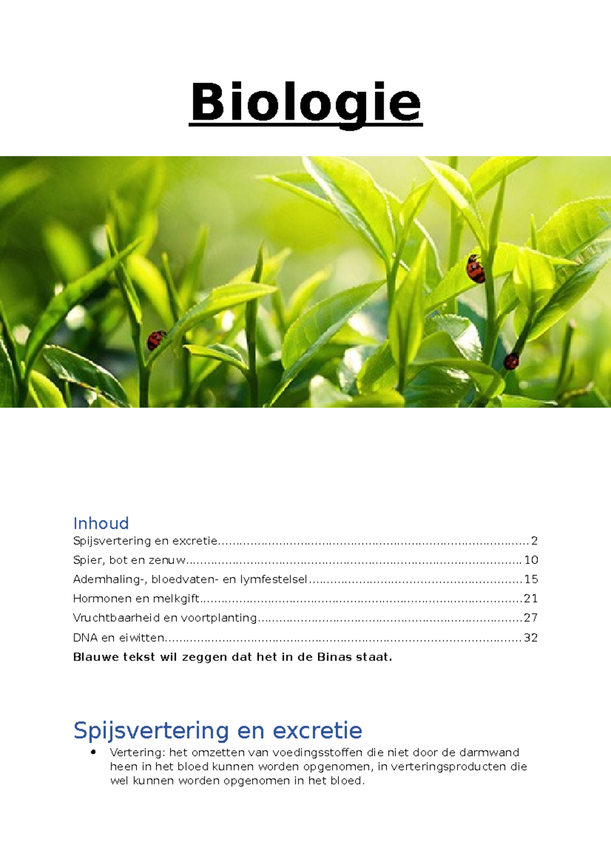 Biologie basis van het tweede jaar over vertering etc. - Biologie ...