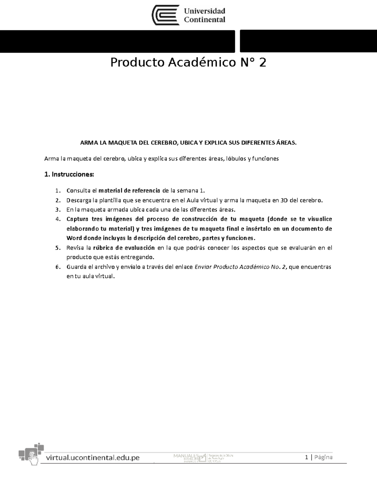 PA2 - producto académico - Producto Académico N° 2 ARMA LA MAQUETA DEL CEREBRO, UBICA Y EXPLICA ...