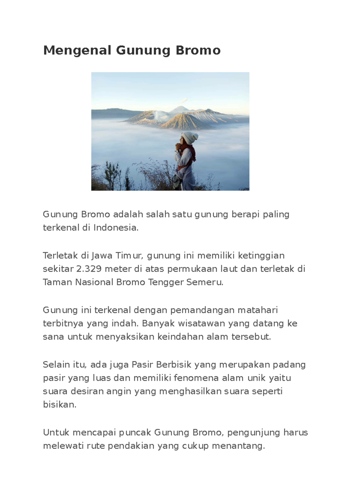 Mengenal Gunung Bromo - 1) 6 9 12 15 18 21 24 - Studocu