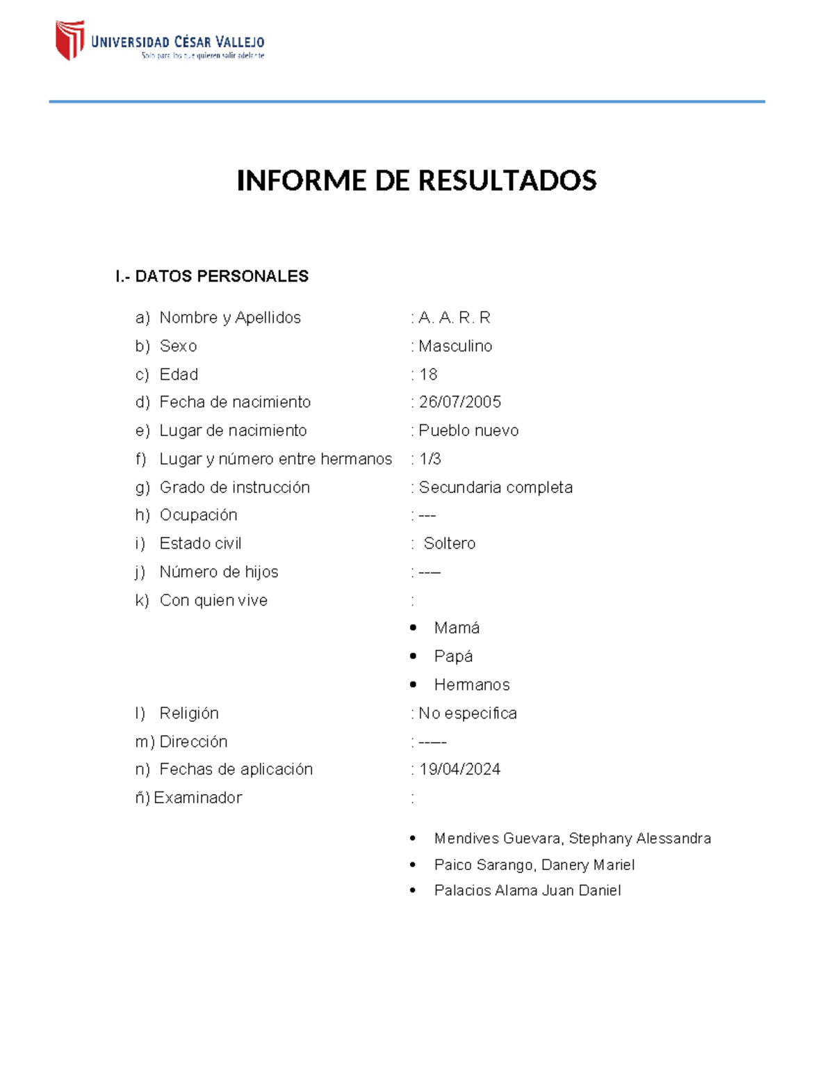 Informe DE Resultados - aaaaaaaaaaaaaaa - INFORME DE RESULTADOS I ...