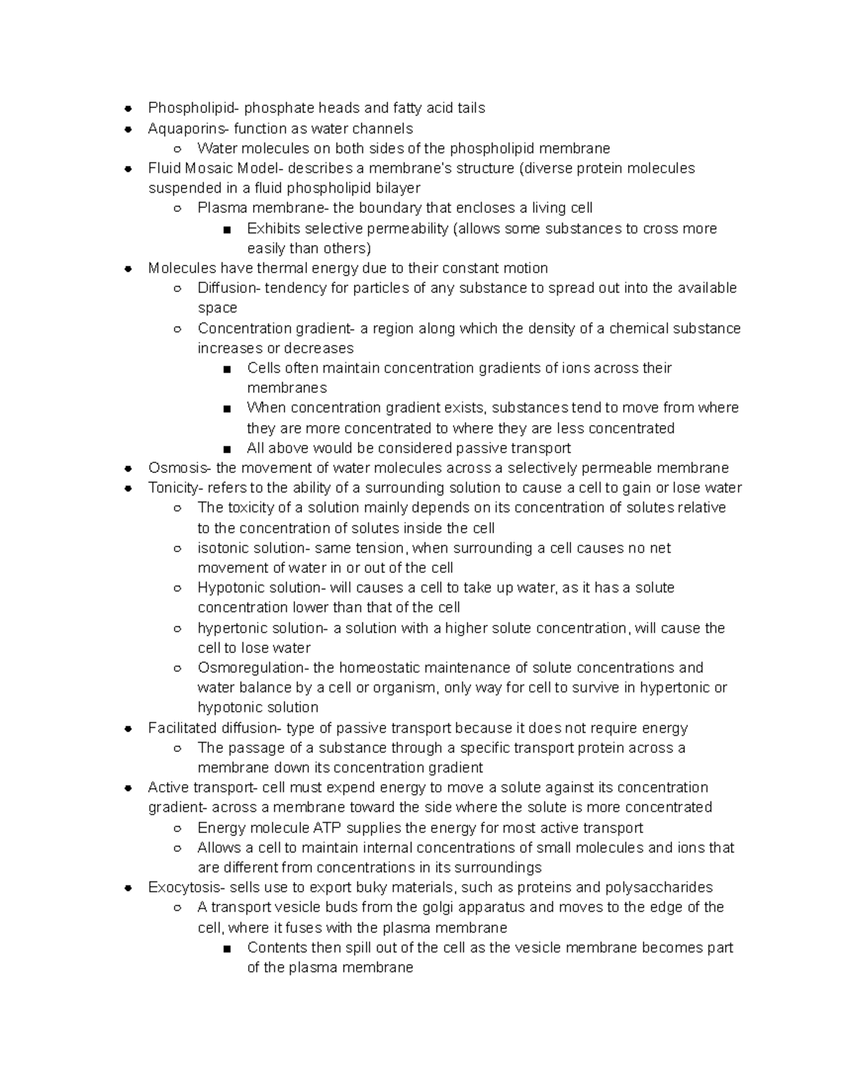 Bio Chapter 5 Reading Notes - Phospholipid- phosphate heads and fatty ...