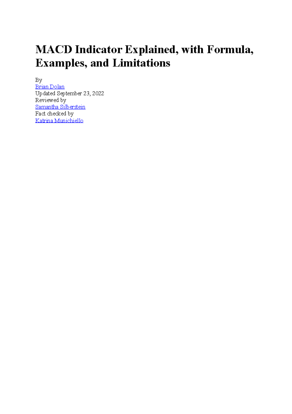 MACD - Assets / Finance - MACD Indicator Explained, with Formula, Examples, and Limitations By ...
