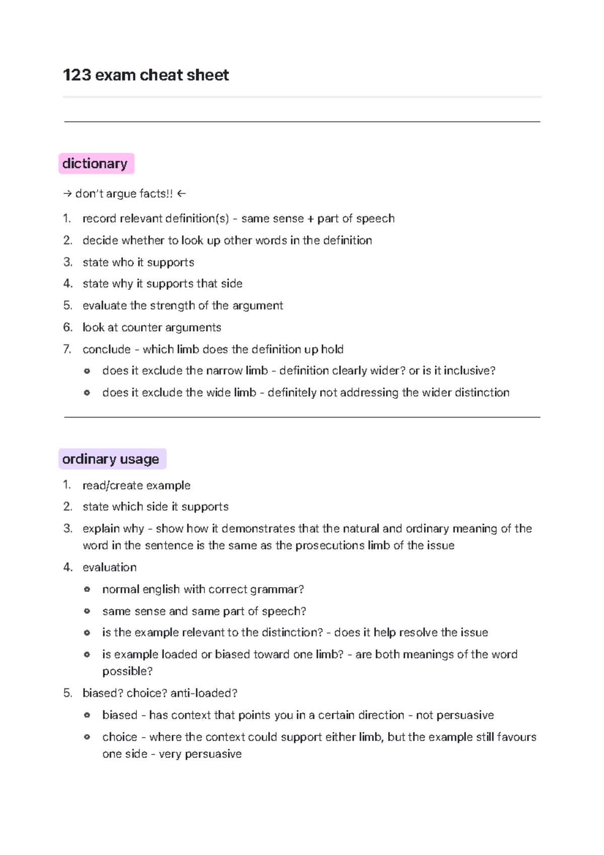 123 exam cheat sheet - Summary Introduction to Statute Law - 123 exam ...